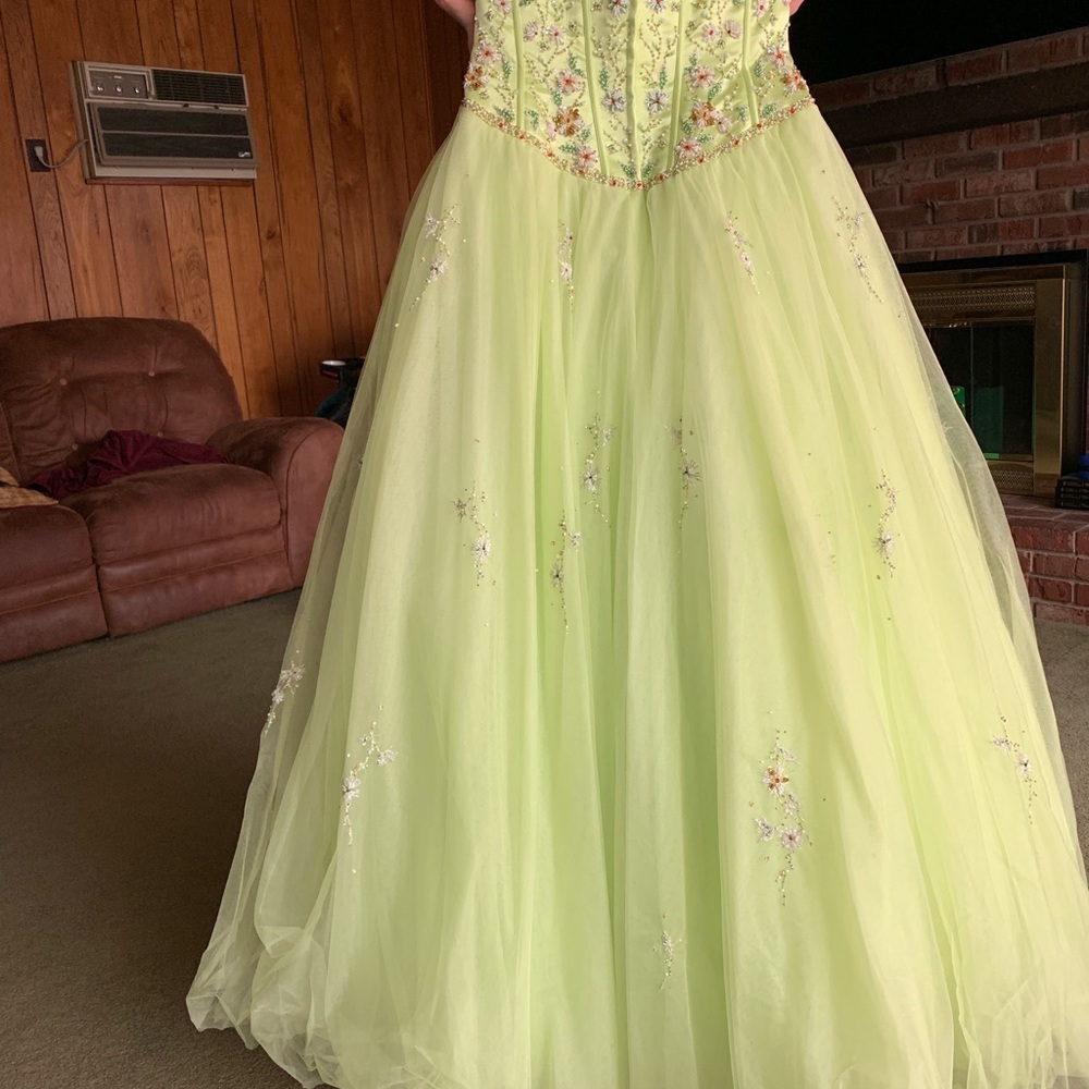 Key Lime Tiffany Beaded Strapless Prom Dress - Gem